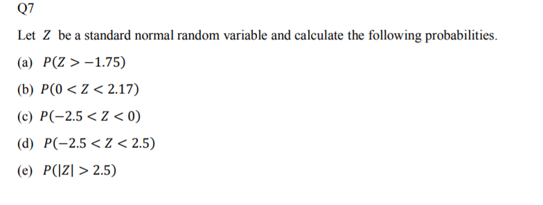 Solved Q7 Let Z Be A Standard Normal Random Variable And 
