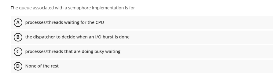 Solved The queue associated with a semaphore implementation | Chegg.com
