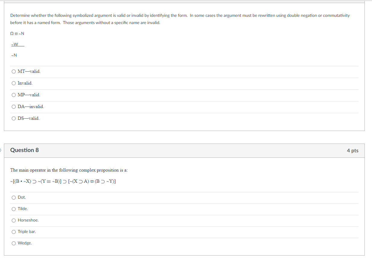 Solved Determine whether the following symbolized argument | Chegg.com