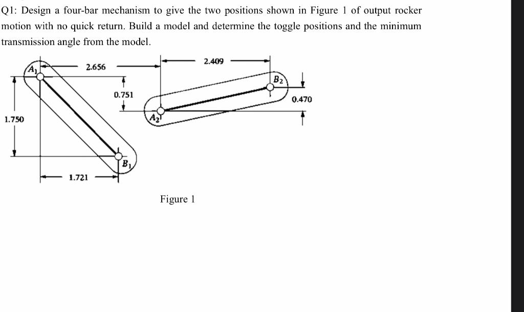 Solved Q1: Design a four-bar mechanism to give the two | Chegg.com