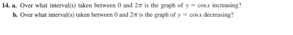 Solved Over what interval(s) taken between 0 and 2pi is the | Chegg.com