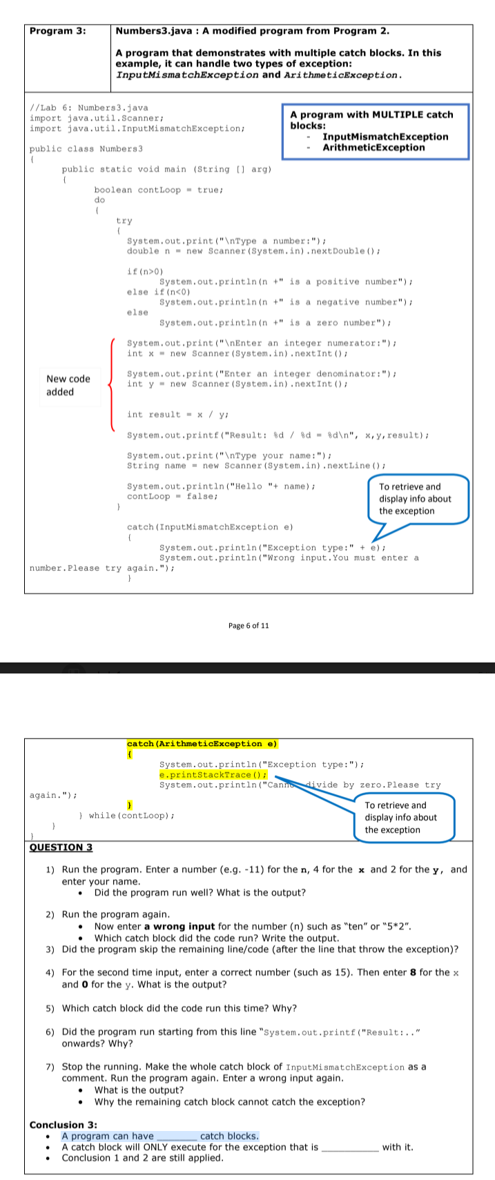 Program 3: Numbers3.java: A modified program from | Chegg.com