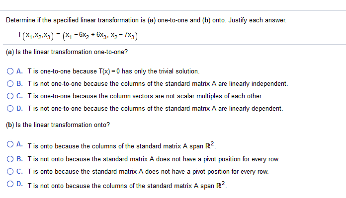 Solved Determine if the specified linear transformation is | Chegg.com