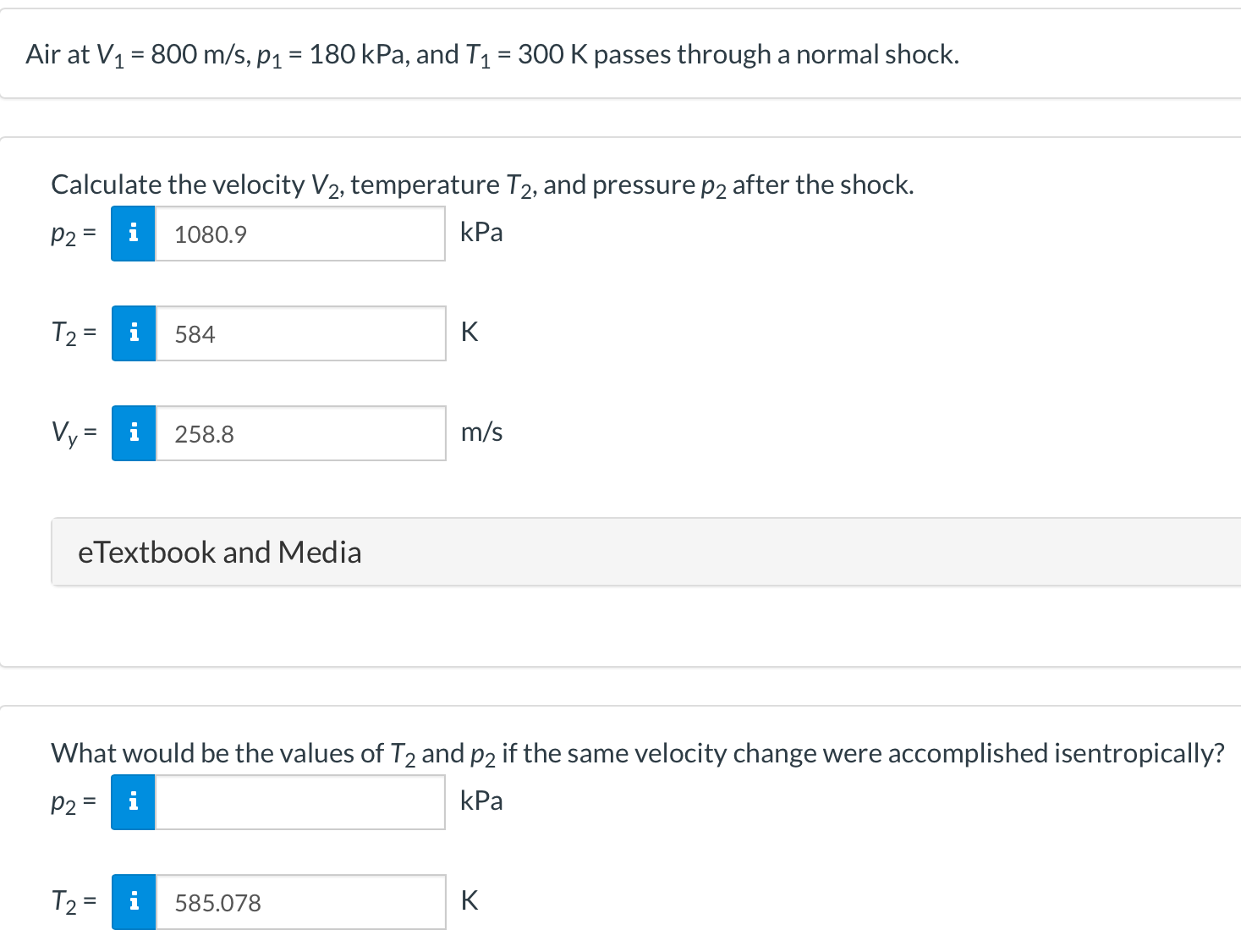 Solved Air at V1=800 m/s,p1=180kPa, and T1=300 K passes | Chegg.com