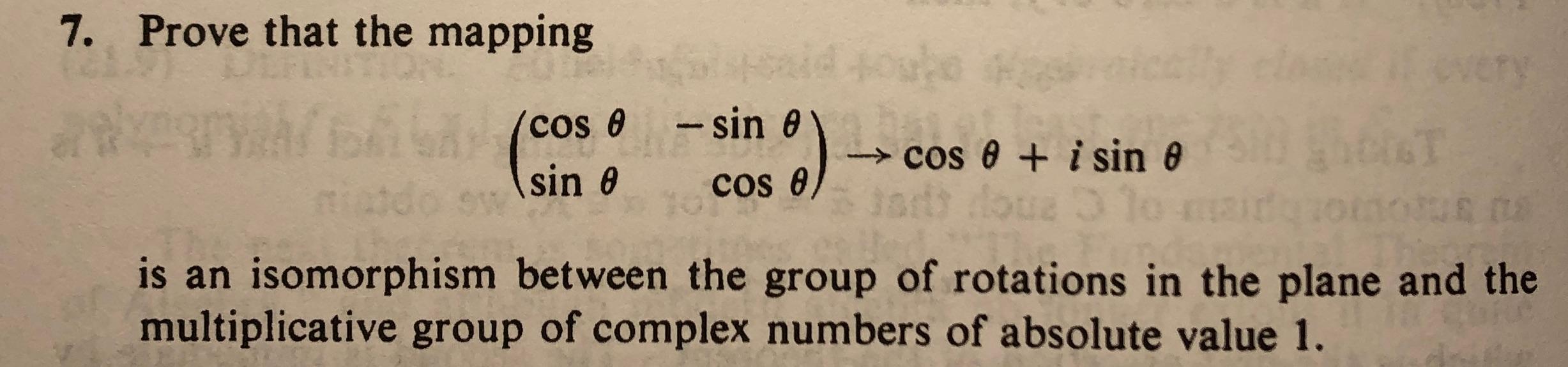 Solved 7. Prove that the mapping wo - sin e cos @ sin 0 cos | Chegg.com