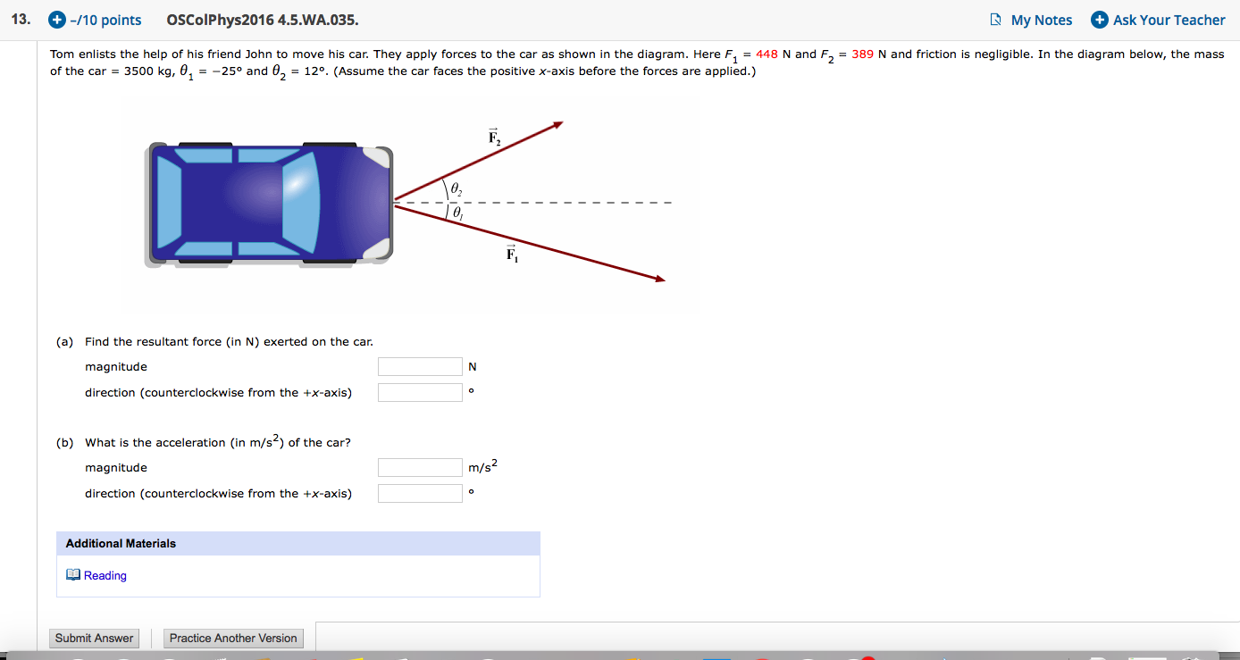 Solved 13. -/10 points OSColPhys2016 4.5.WA.035. My Notes + | Chegg.com Solved 13. -/10 points OSColPhys2016 4.5.WA.035. My Notes + | Chegg.com