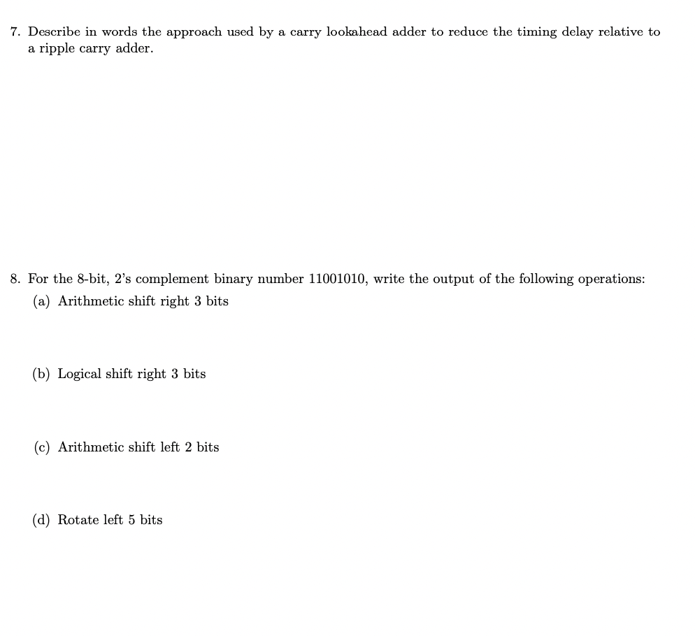 Solved 7. Describe in words the approach used by a carry | Chegg.com