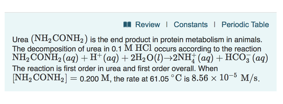 Solved ReviewI ConstantsI Periodic Table Urea (NH2 CONH2) is | Chegg.com