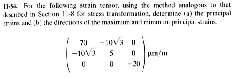 Solved For the following strain tensor, using the method | Chegg.com