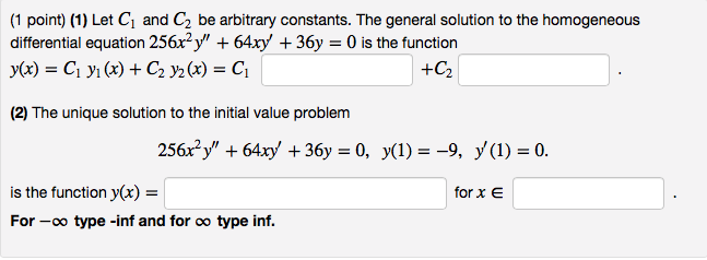 Solved (1 point) (1) Let C and C be arbitrary constants. The | Chegg.com