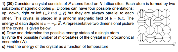 Solved 1) (30) Consider a crystal consists of N atoms fixed | Chegg.com