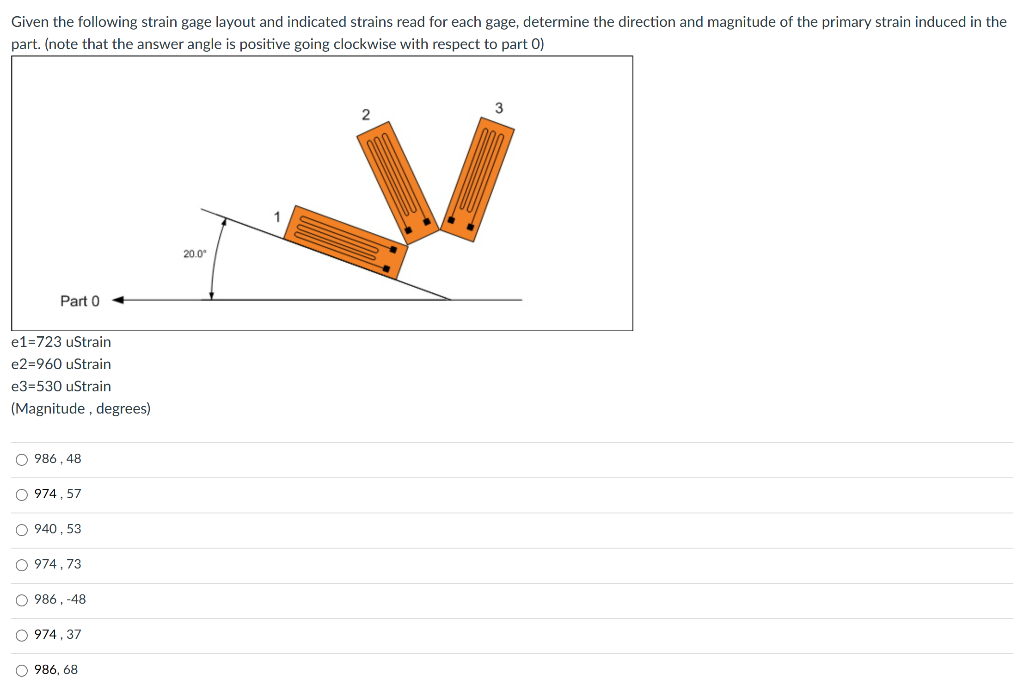 Solved Given the following strain gage layout and indicated | Chegg.com