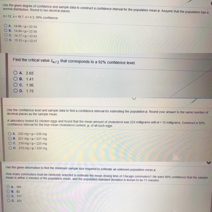 Solved Use the given information to find the minimum sample | Chegg.com