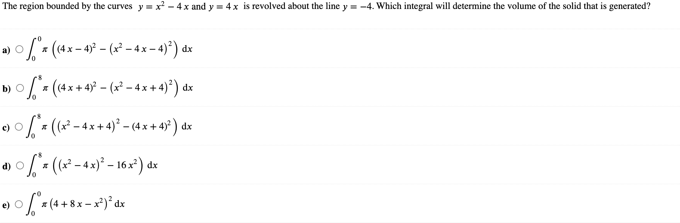 Solved The region bounded by the curves y = x2 – 4 x and y = | Chegg.com
