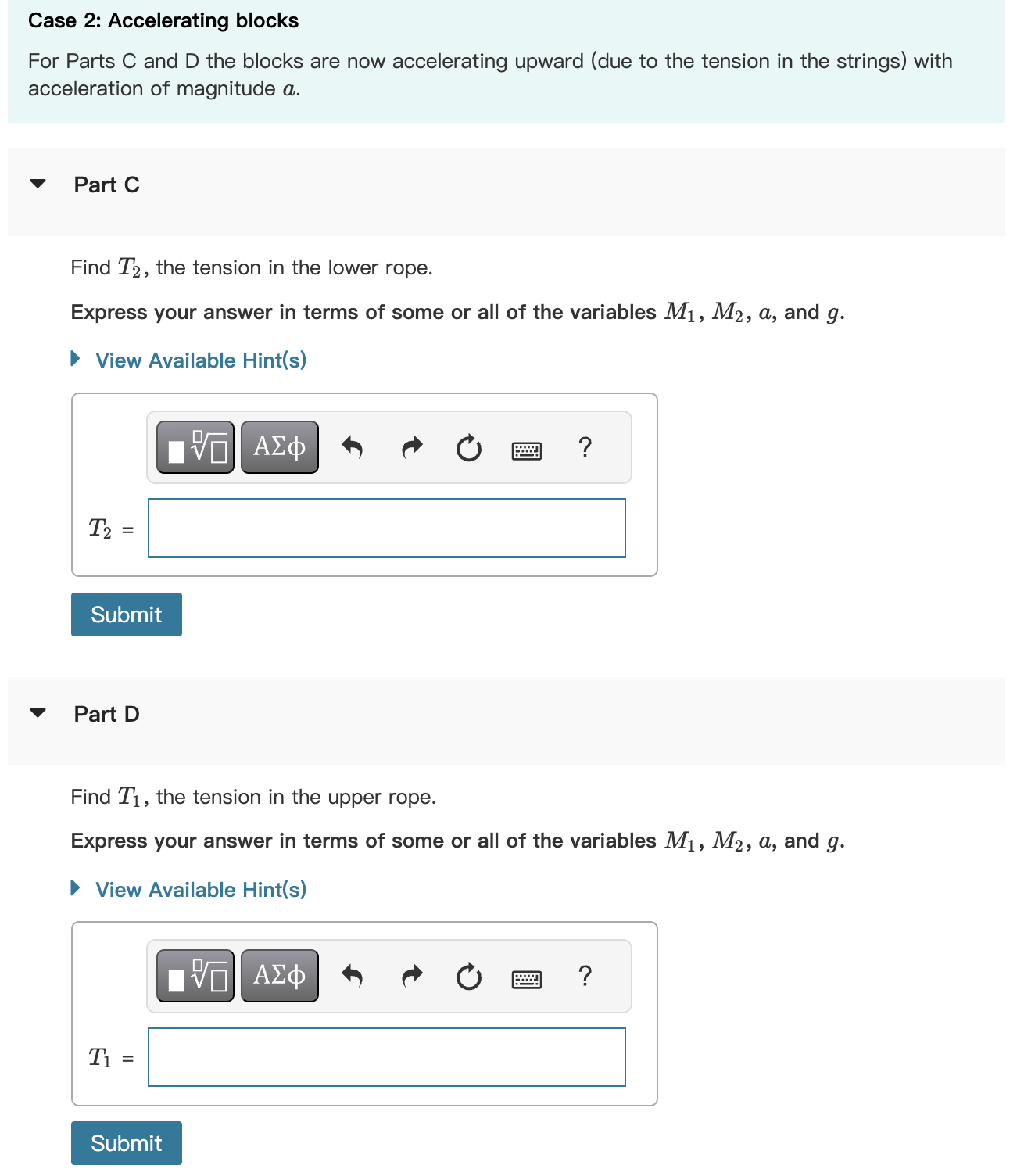 Solved Case 2: Accelerating blocksFor Parts C and D the | Chegg.com