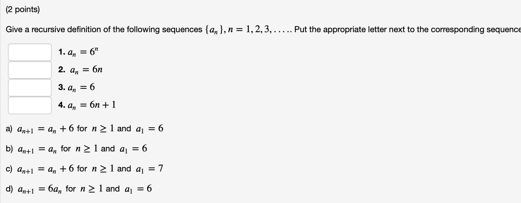 Solved (2 points) Give a recursive definition of the | Chegg.com