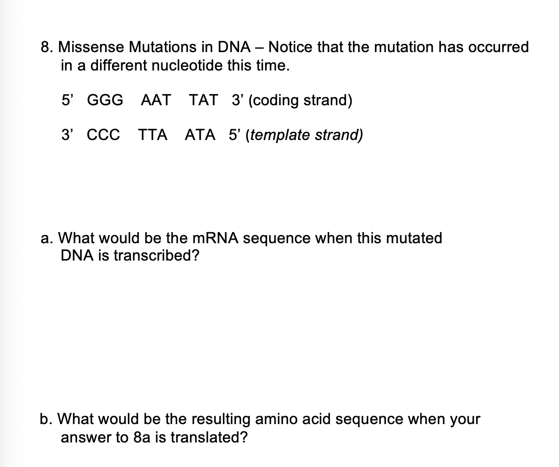 Solved 3. Translation of mRNA Using the codon chart | Chegg.com