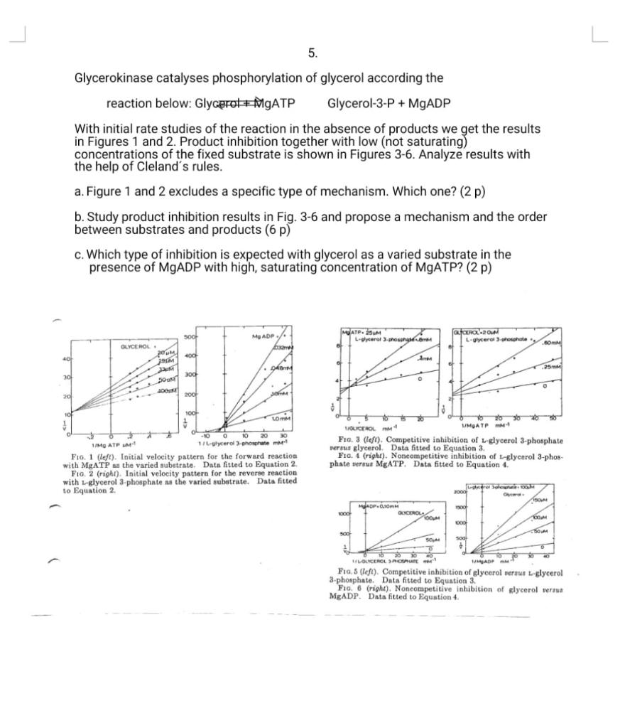 5. Glycerokinase catalyses phosphorylation of | Chegg.com
