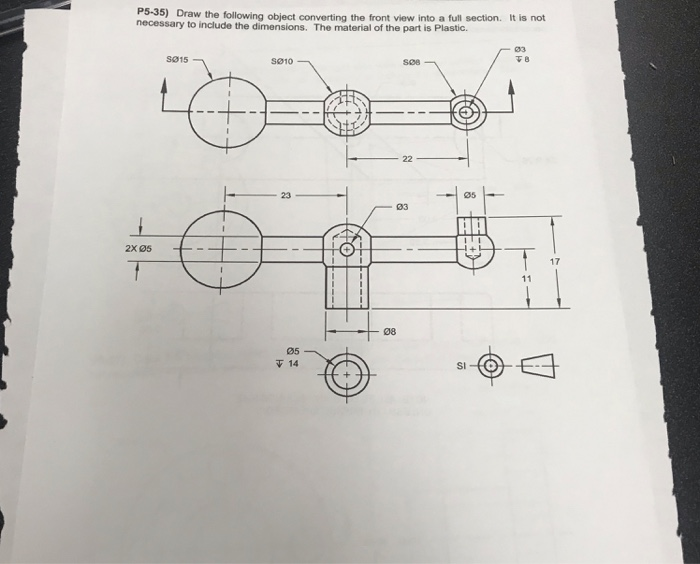 Solved P5-35) Draw the following object converting the front | Chegg.com
