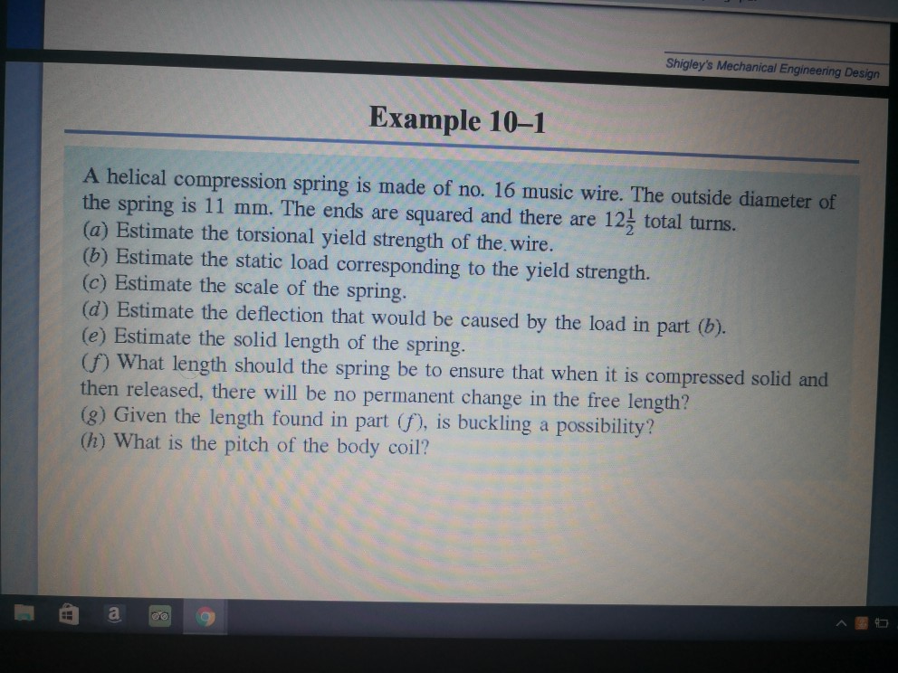 Solved Shigley's Mechanical Engineering Design Example 10–1 | Chegg.com
