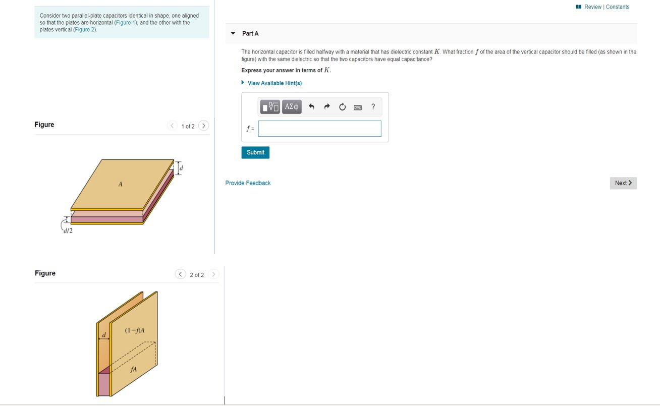 Solved Review Constants Consider two parallel-plate | Chegg.com Solved Review Constants Consider two parallel-plate | Chegg.com