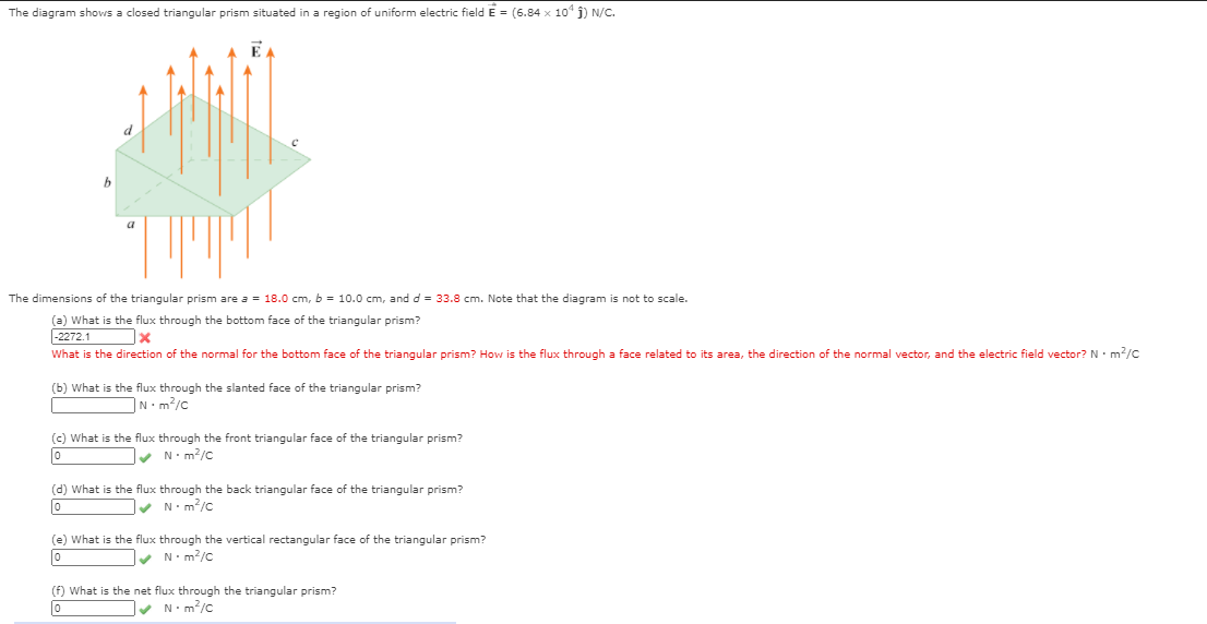 Solved The diagram shows a closed triangular prism situated | Chegg.com