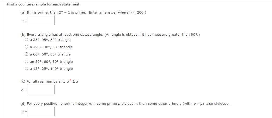 Solved d a counterexample for each statement. (a) If n is | Chegg.com