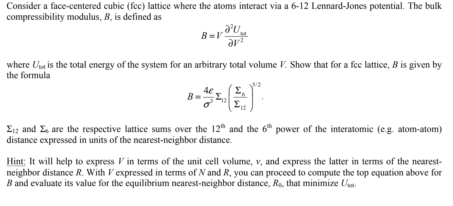 Solved Consider a face-centered cubic (fcc) lattice where | Chegg.com