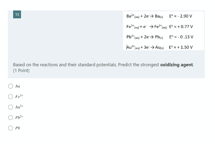 Solved 7 In the following reaction, identify the oxidizing | Chegg.com
