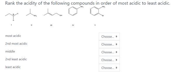 Solved Rank the acidity of the following compounds in order | Chegg.com