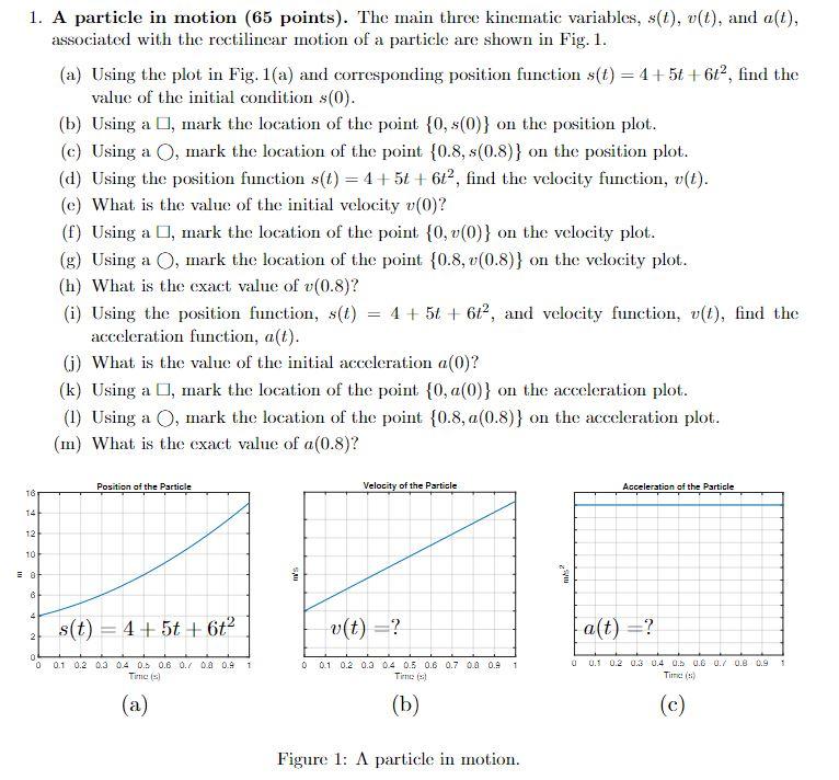 Solved 1. A particle in motion (65 points). The main three | Chegg.com