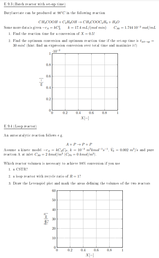 Solved E 9.3 (Batch reactor with set-up time)Butylacetate | Chegg.com