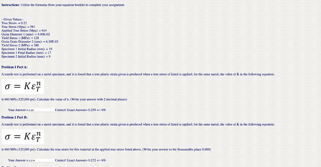 Solved Instructions: Utilize the formulas from your equation | Chegg.com