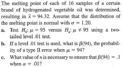 Solved The melting point of each of 16 samples of a certain | Chegg.com