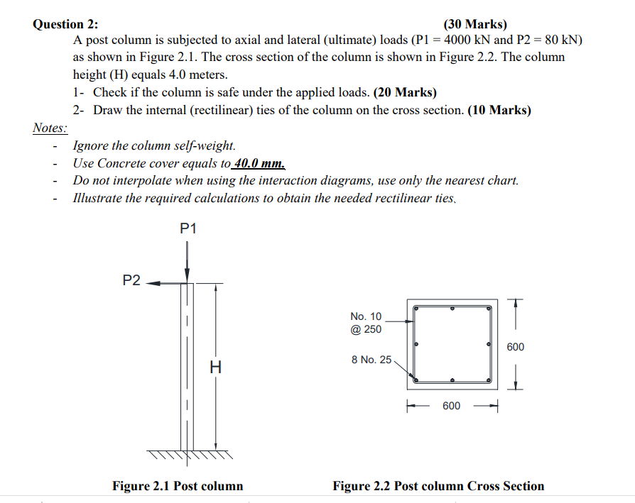 Solved Question 2: (30 Marks) A post column is subjected to | Chegg.com