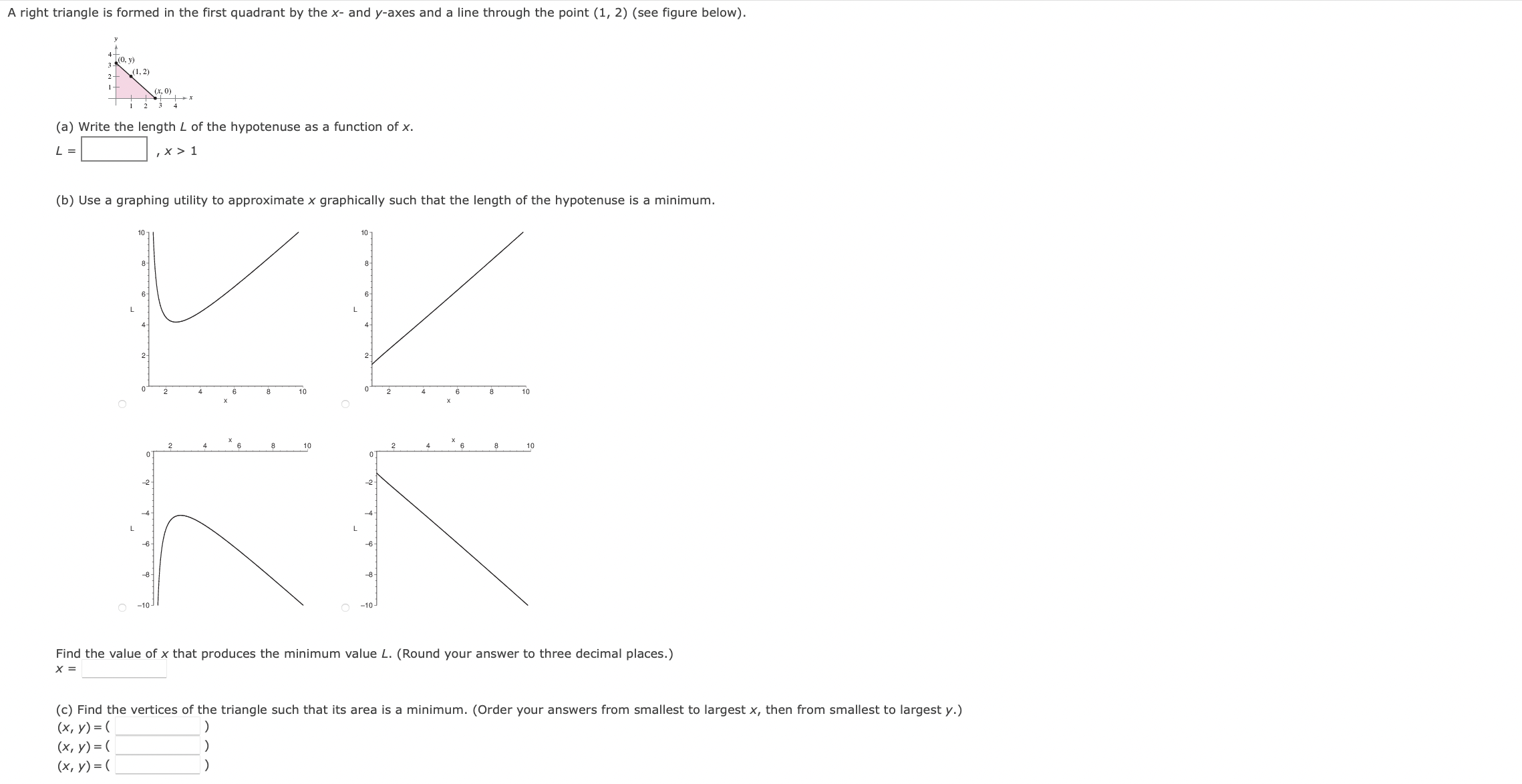 Solved (a) Write the length L of the hypotenuse as a | Chegg.com
