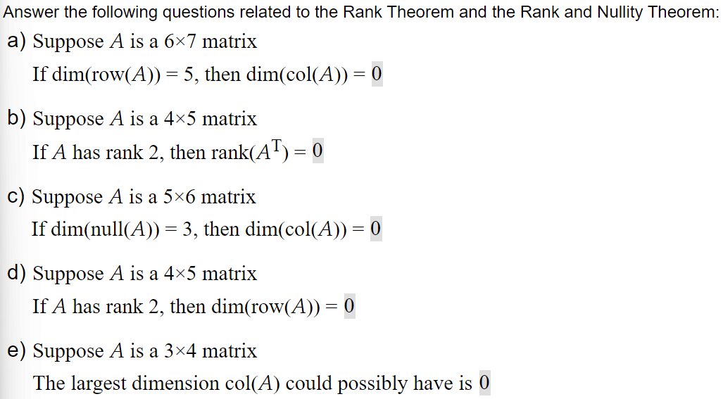 Solved Answer the following questions related to the Rank | Chegg.com
