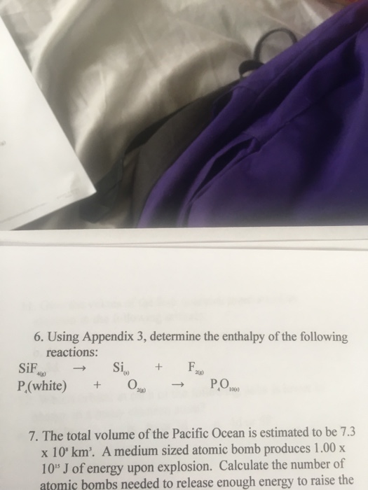 Solved Using Appendix 3, determine the enthalpy of the | Chegg.com