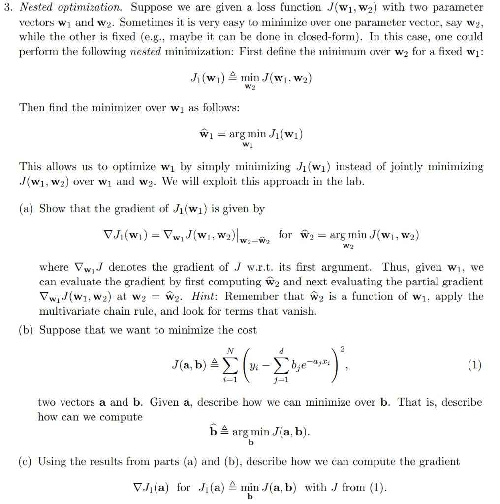 Solved 3. Nested optimization. Suppose we are given a loss | Chegg.com