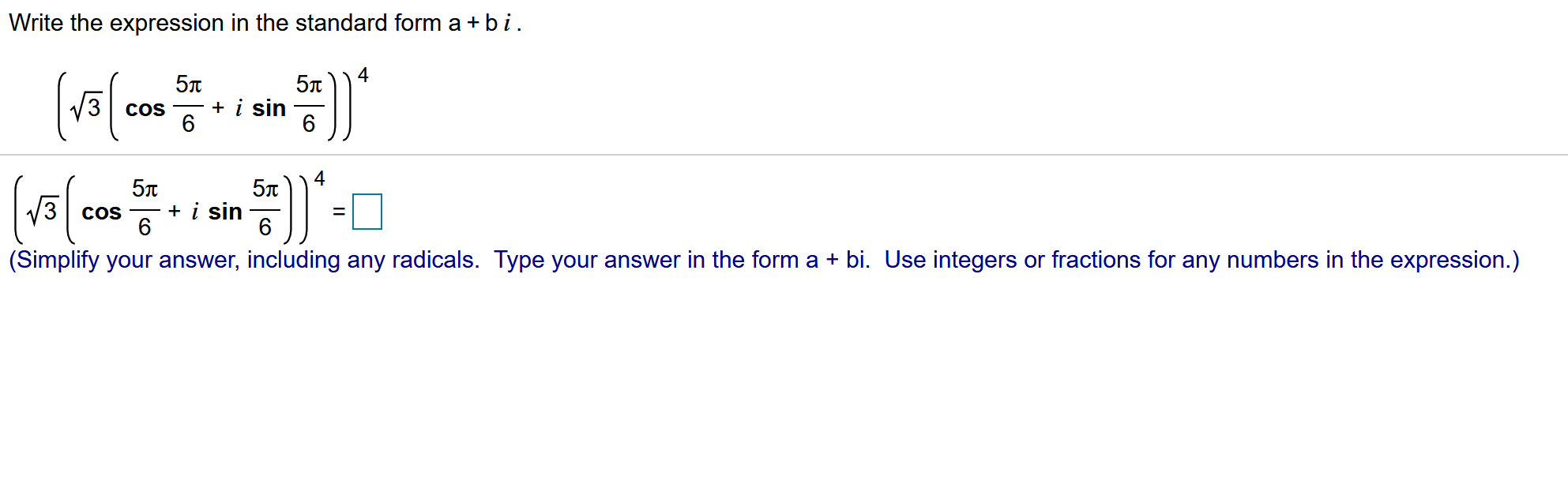 Solved Write the expression in the standard form a +bi. 51 | Chegg.com