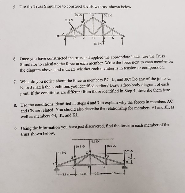Solved 5. Use the Truss Simulator to construct the Howe | Chegg.com