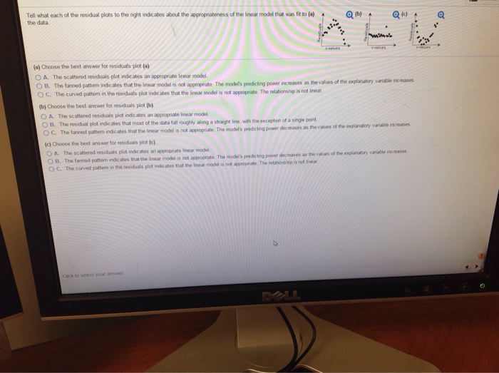 Solved Tell what each of the residual plots to the right | Chegg.com