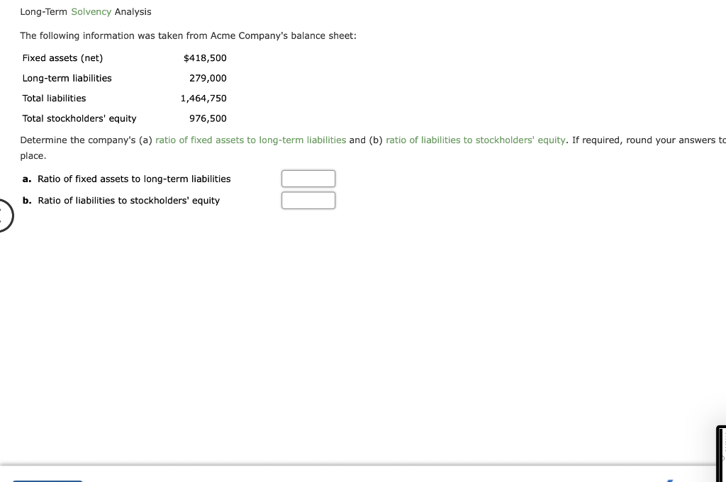 Solved Long-Term Solvency Analysis The following information | Chegg.com