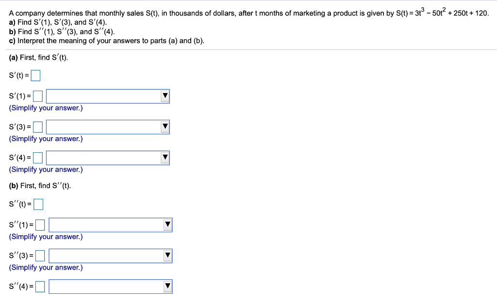 Solved A company determines that monthly sales S(t), in | Chegg.com