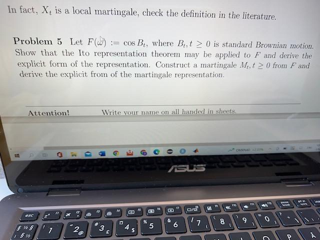 Solved In fact, X, is a local martingale, check the | Chegg.com