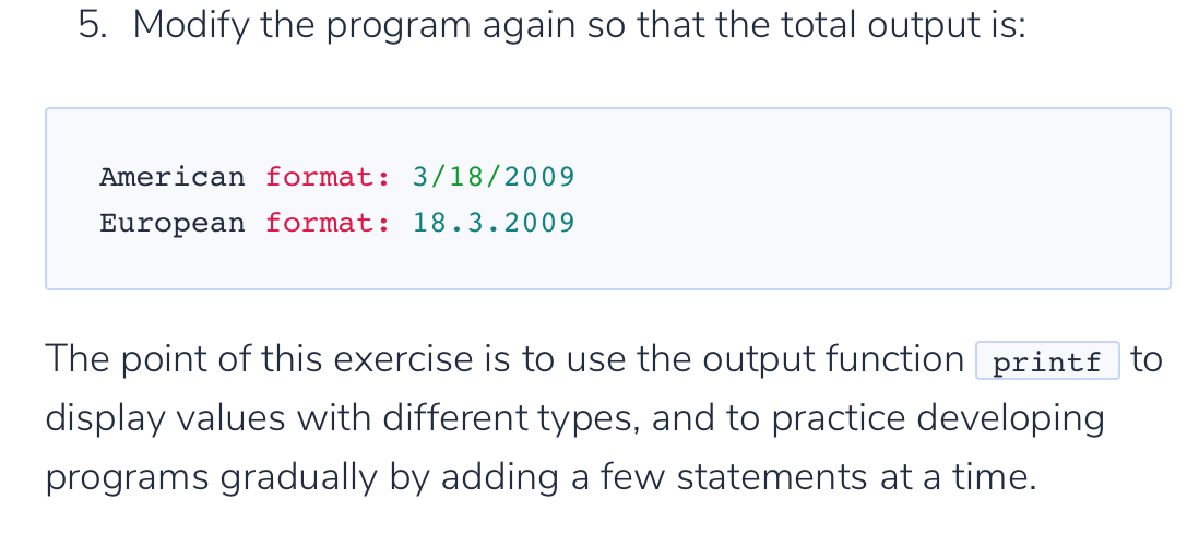 Solved Exercise 2.1 1. Create a new program named MyDate.c. | Chegg.com