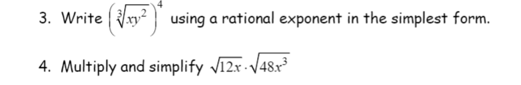Solved 3. Write using a rational exponent in the simplest | Chegg.com
