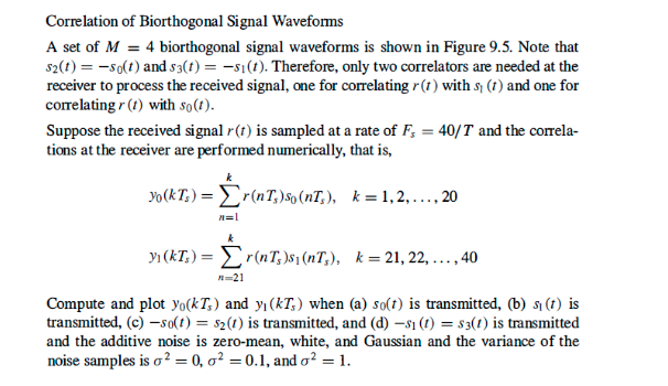 Correlation of Biorthogonal Signal Waveforms A set of | Chegg.com