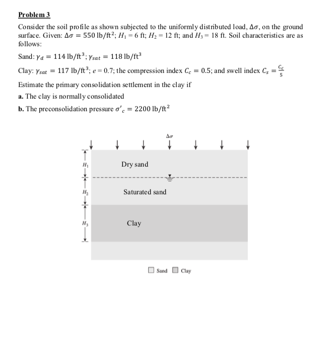Solved Problem 3 Consider the soil profile as shown | Chegg.com