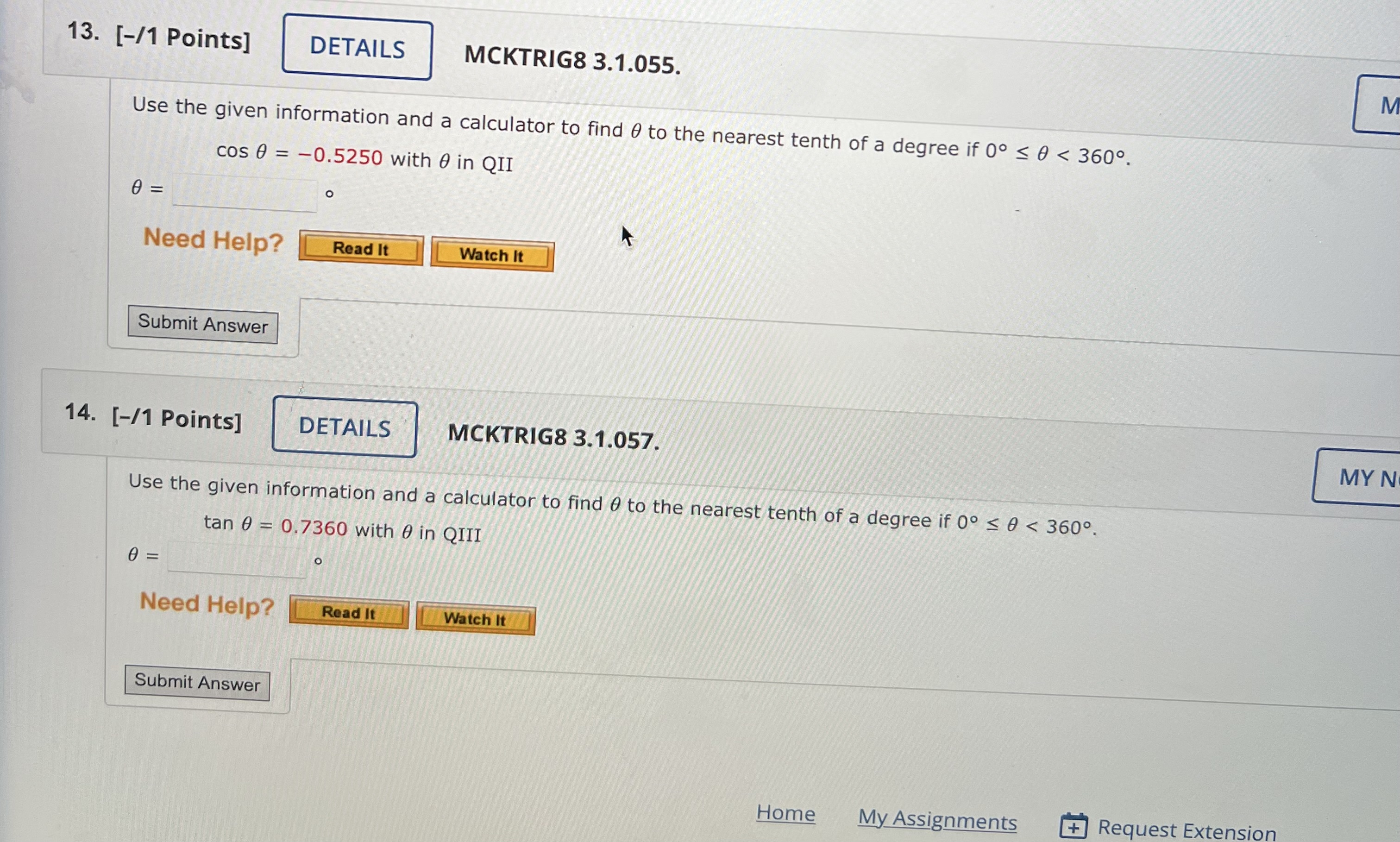 Solved Use the given information and a calculator to find θ | Chegg.com
